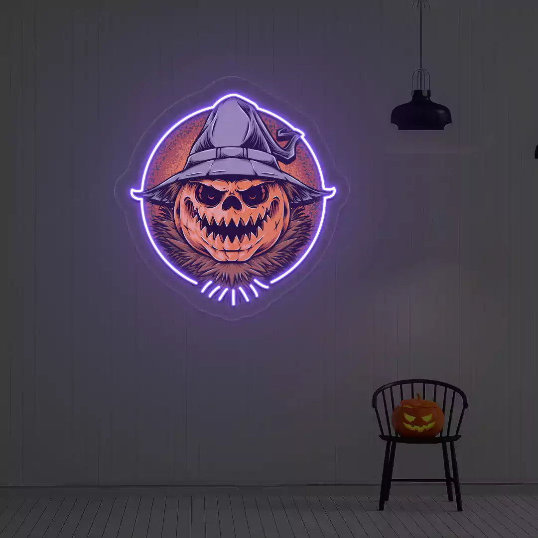 Buy Witch Pumpkin Scarecrow LED Neon Artwork For Halloween – Crazy Neon