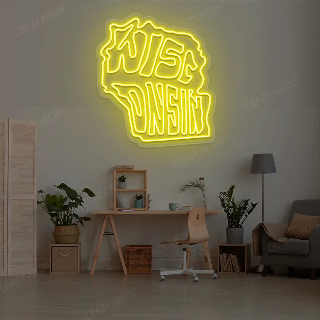 Buy WISCONSIN Map LED Neon Sign for Rustic Homes – Crazy Neon