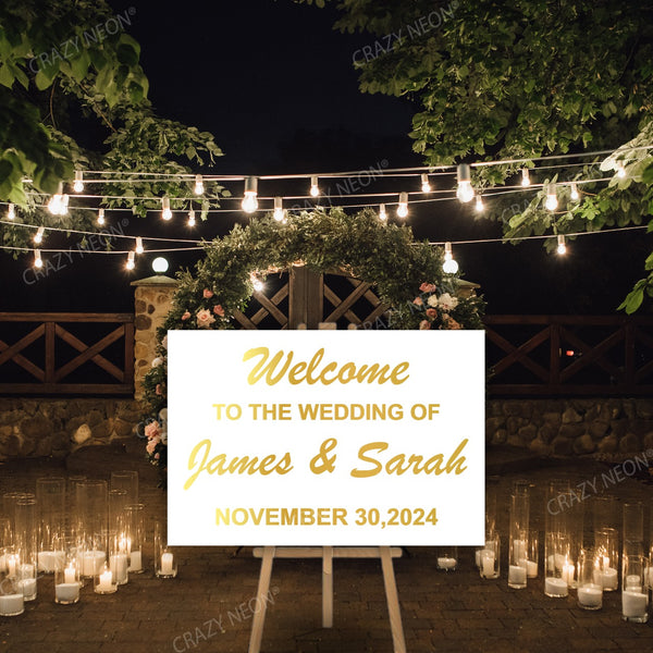 White Acrylic Wedding Welcome Sign | CRAZY NEON® – Crazy Neon