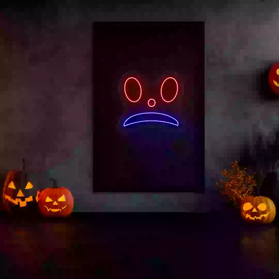 Buy Sad Face Neon Sign | Glowing Halloween Mood Light – Crazy Neon
